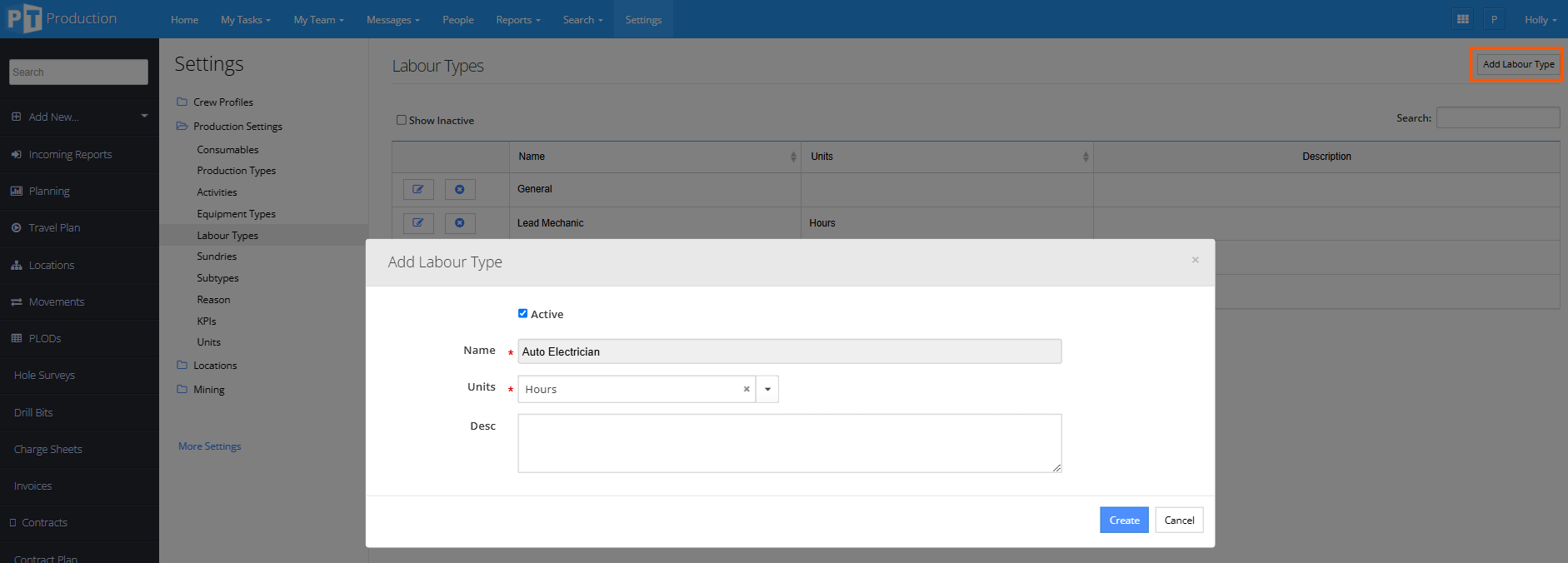 Configuring Labour Types for Advanced Job Cards – PeopleTray