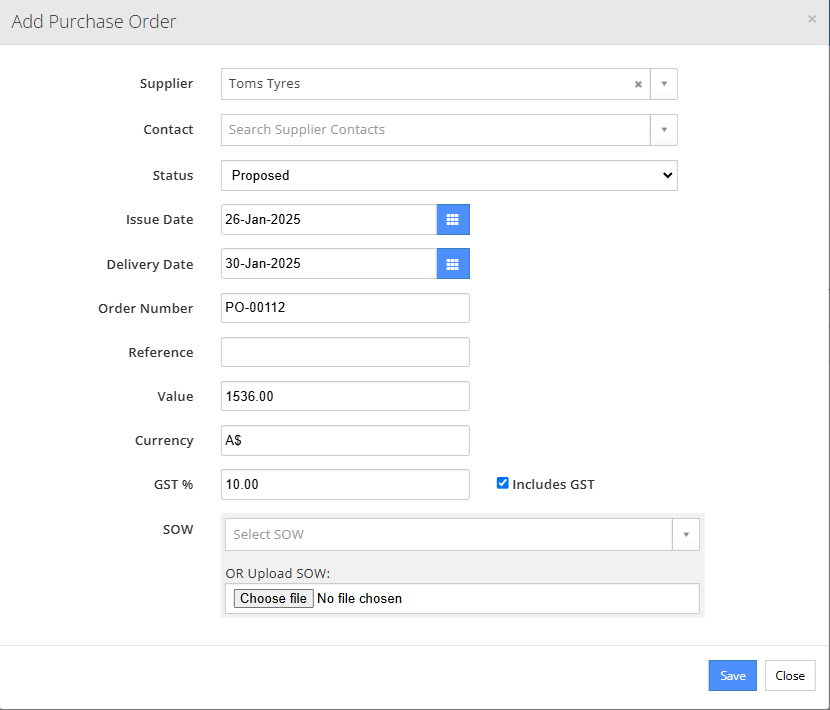 Work Order Purchase Orders – PeopleTray