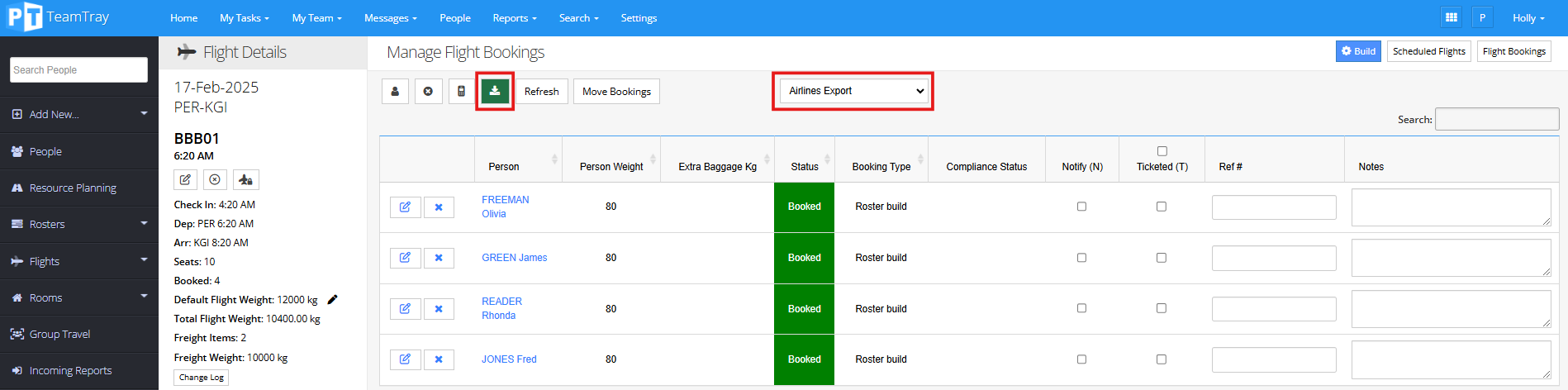 Flight Manifests – PeopleTray