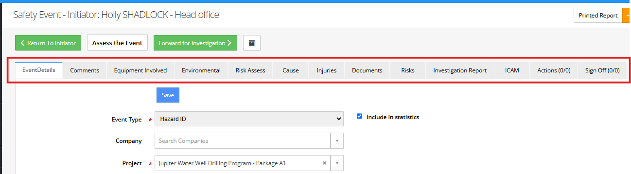 Safety Event Workflow Process – PeopleTray