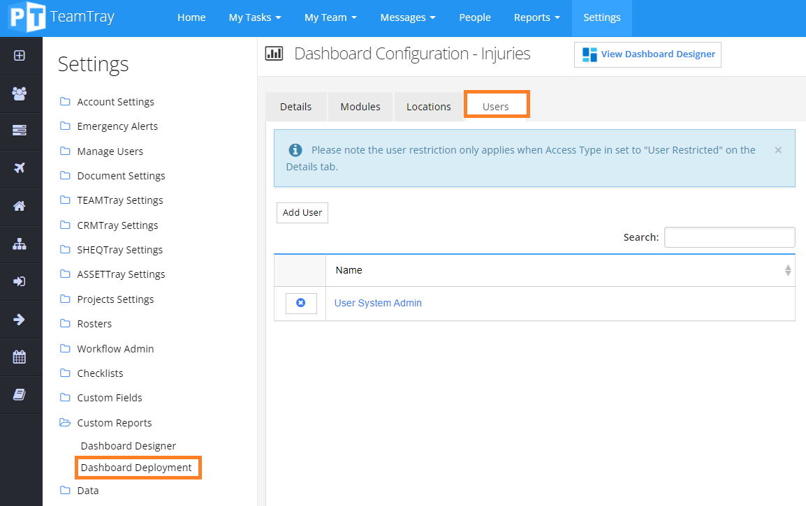 How to deploy a Dashboard – PeopleTray