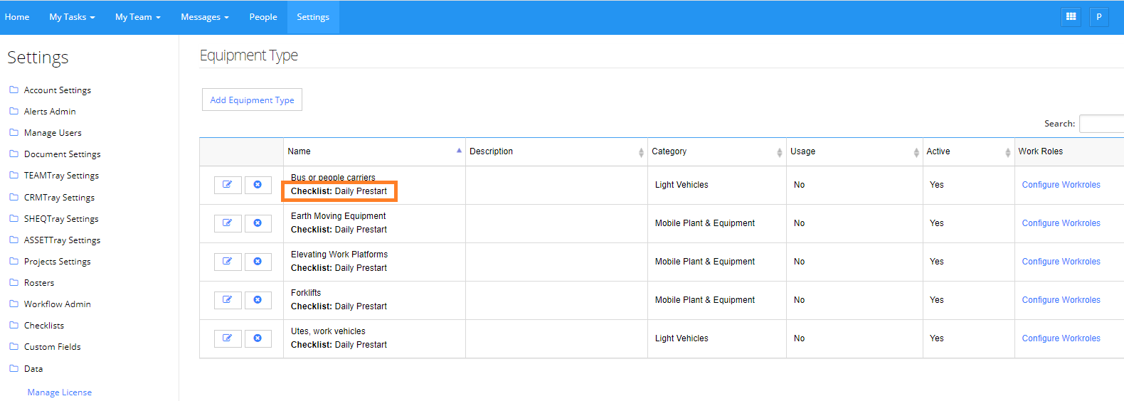 The Incorrect Pre-Start Checklist is Displaying for my Item of ...