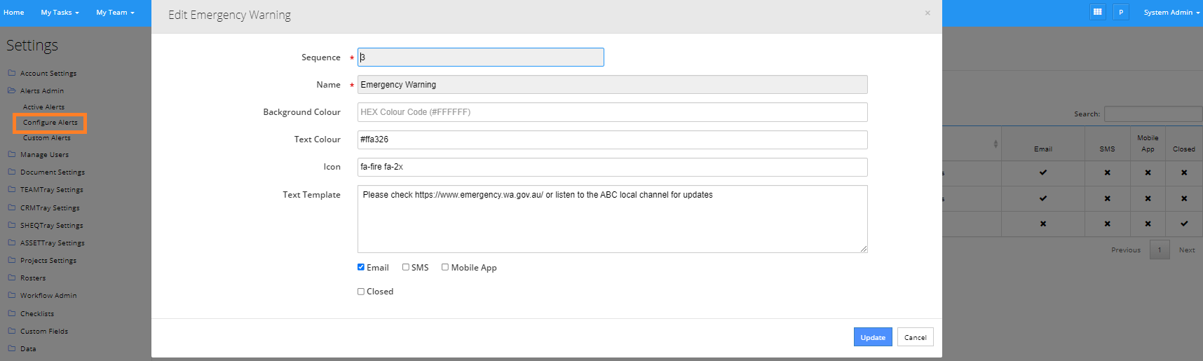 How to configure an emergency alert and alert levels – PeopleTray