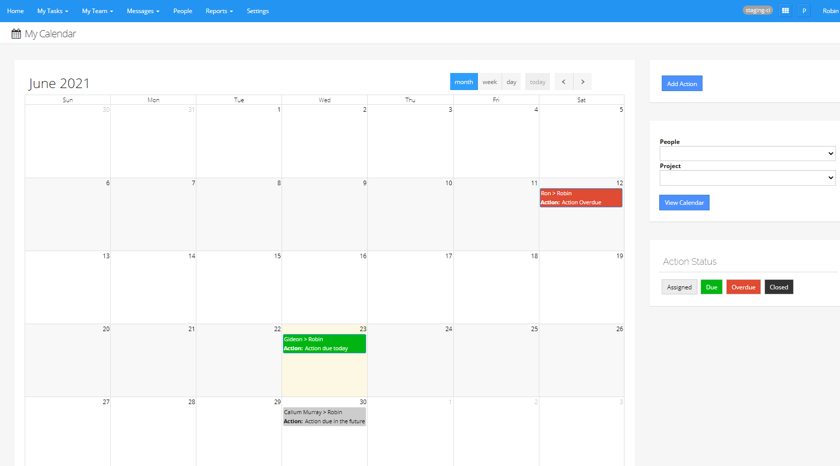 View Assigned Actions in Your Calendar – PeopleTray