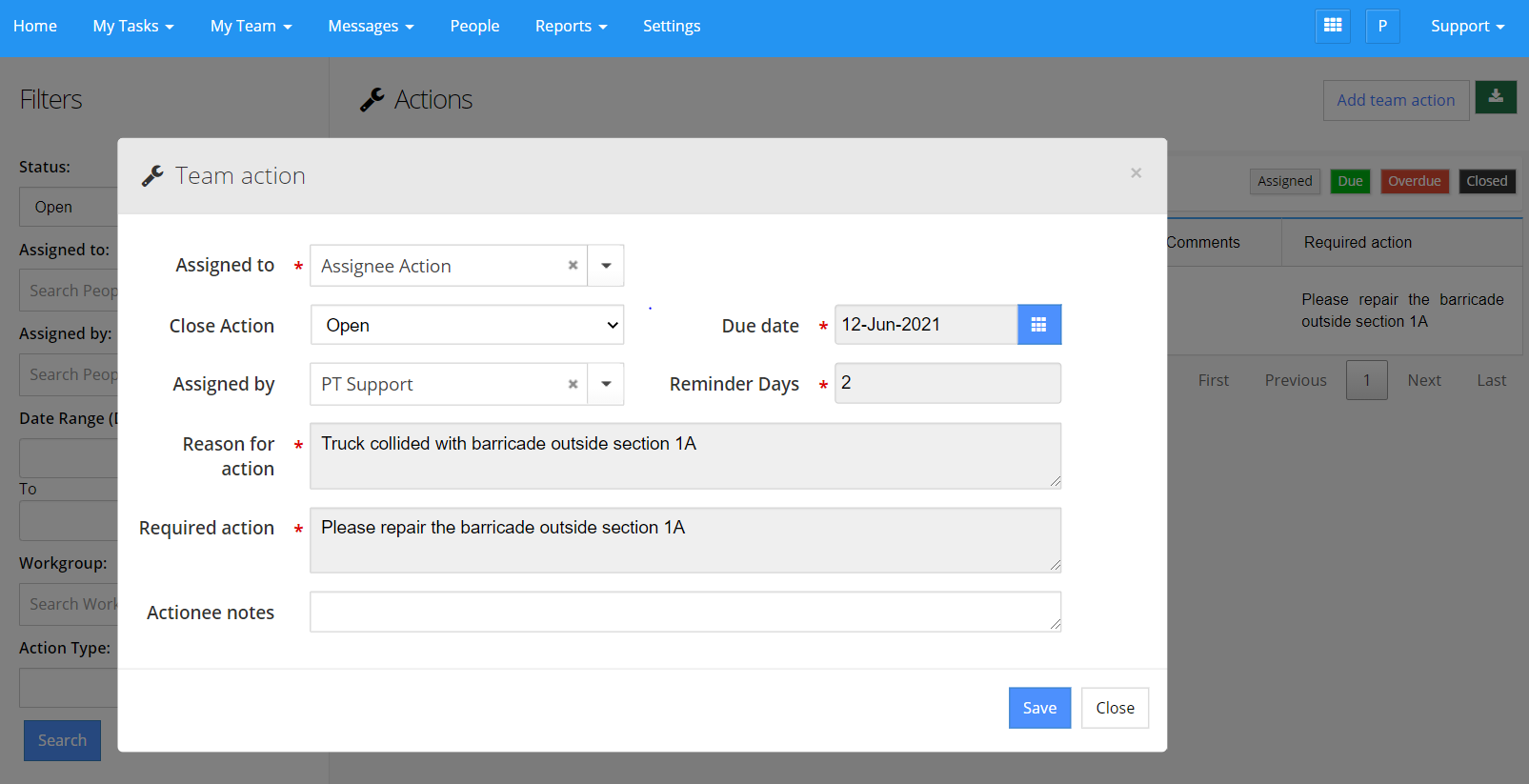 How to add an Action – PeopleTray