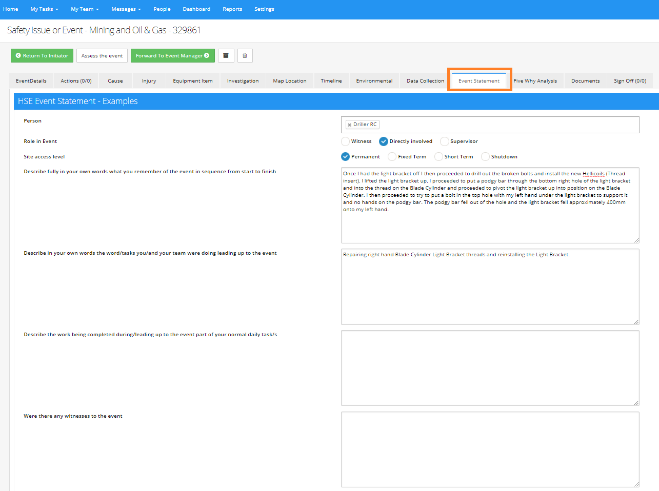 Configure a Checklist to Appear as a Tab in a Safety Event – PeopleTray