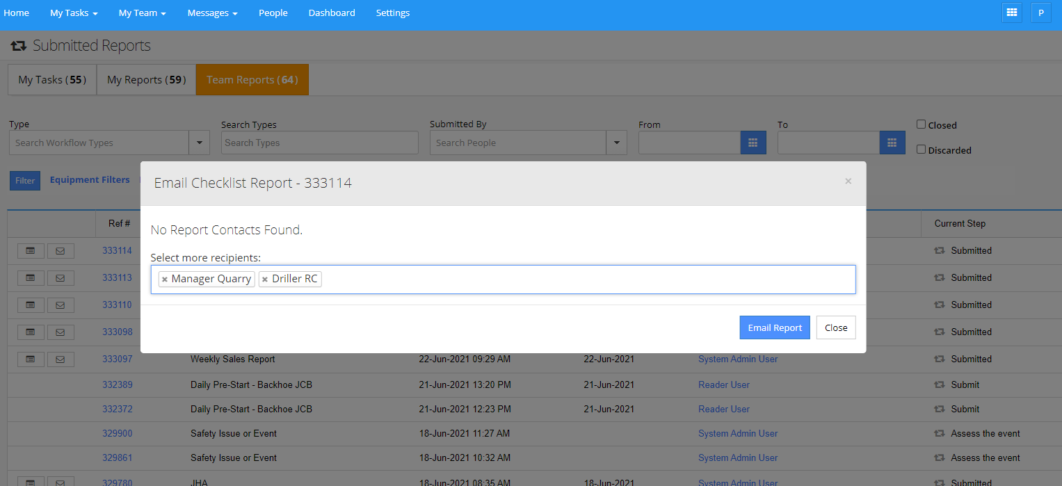 How Do I Email A Submitted Checklist To A Team Member PeopleTray