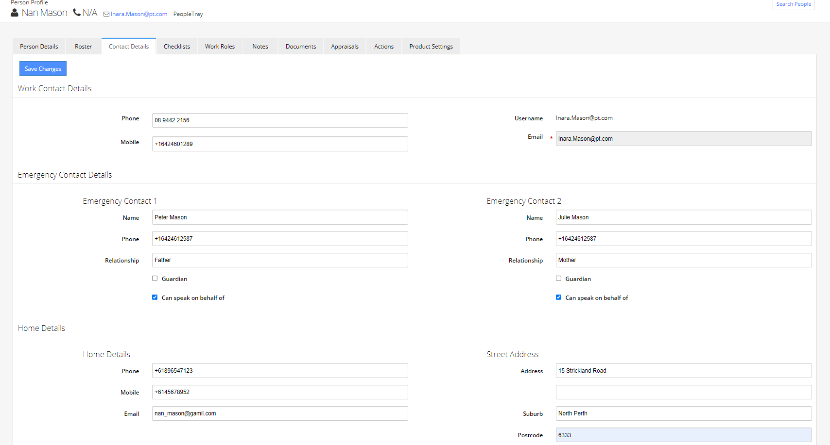 Person Profile - Contact Details Tab – PeopleTray