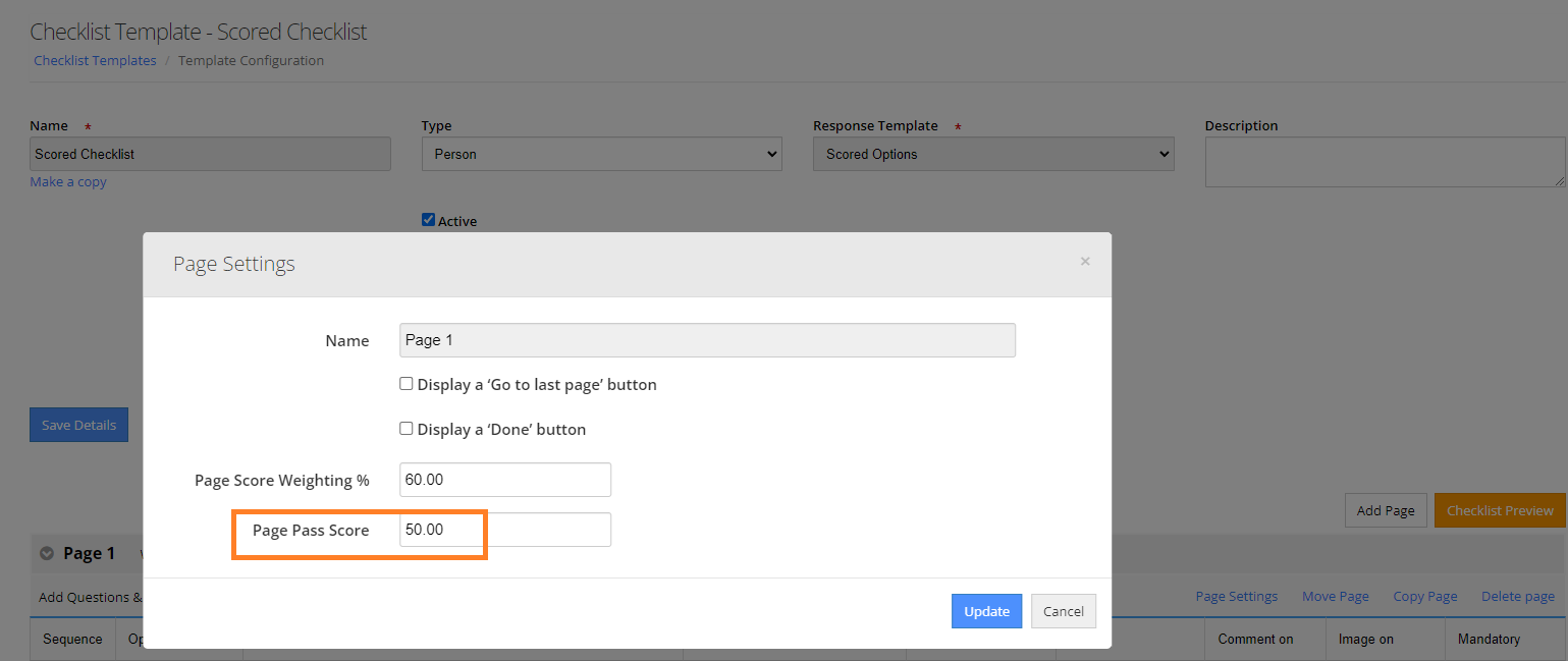 Include a Page Pass Score to a Checklist Page – PeopleTray