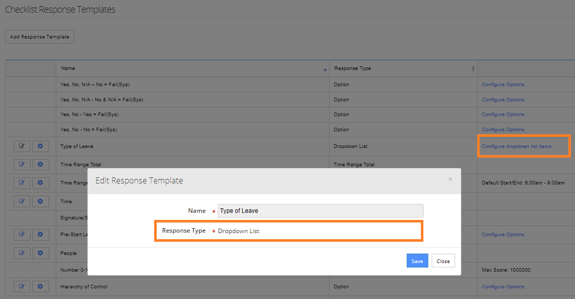 Checklist Response Templates – PeopleTray