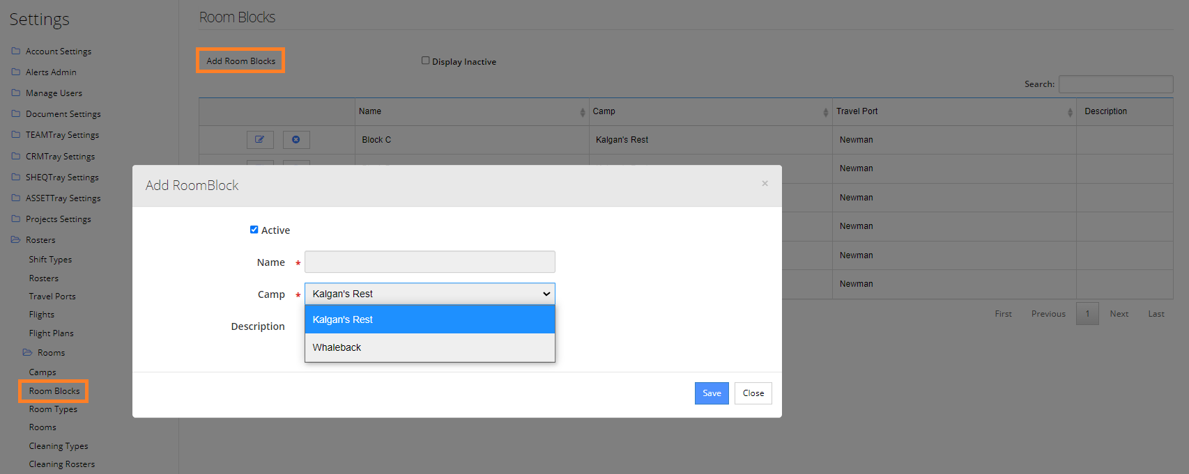 Room Block Configuration – PeopleTray