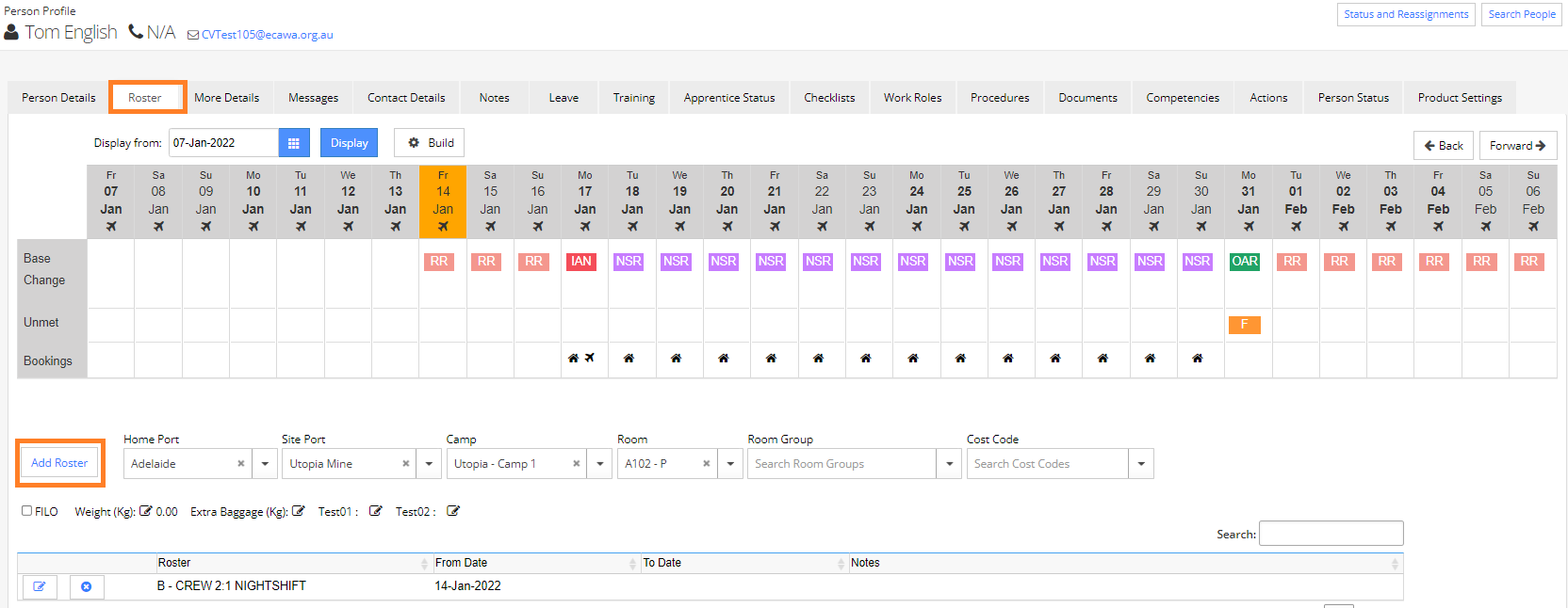 Assign a Roster to a Person – PeopleTray