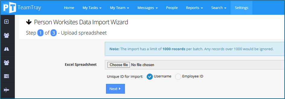 Person Worksite Import Wizard – PeopleTray