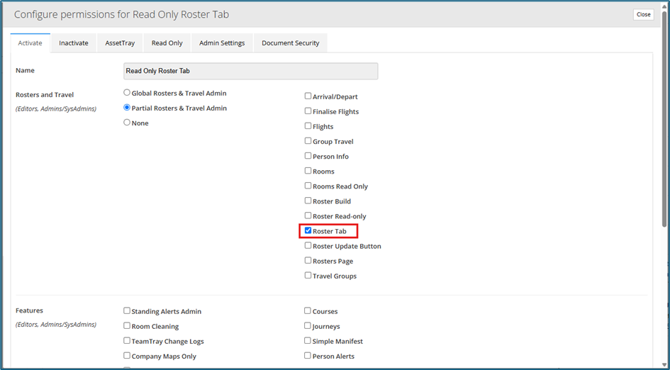 Custom User Role: Read Only Access to the Person Roster Tab – PeopleTray