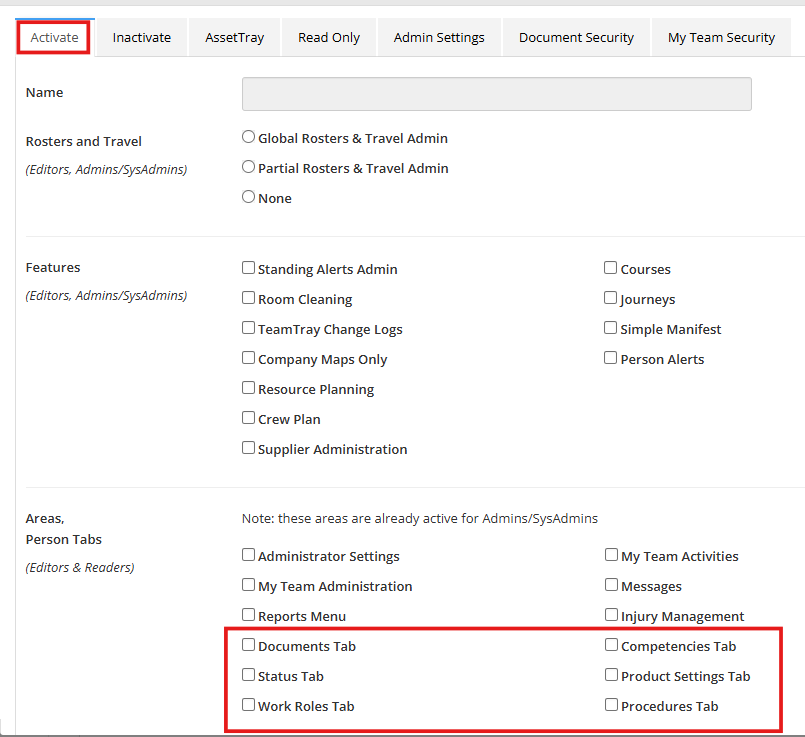 Custom User Role: Activate or Inactivate Person Profile Tabs – PeopleTray