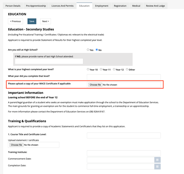 Customise Your Job Application Form - Education Tab – PeopleTray