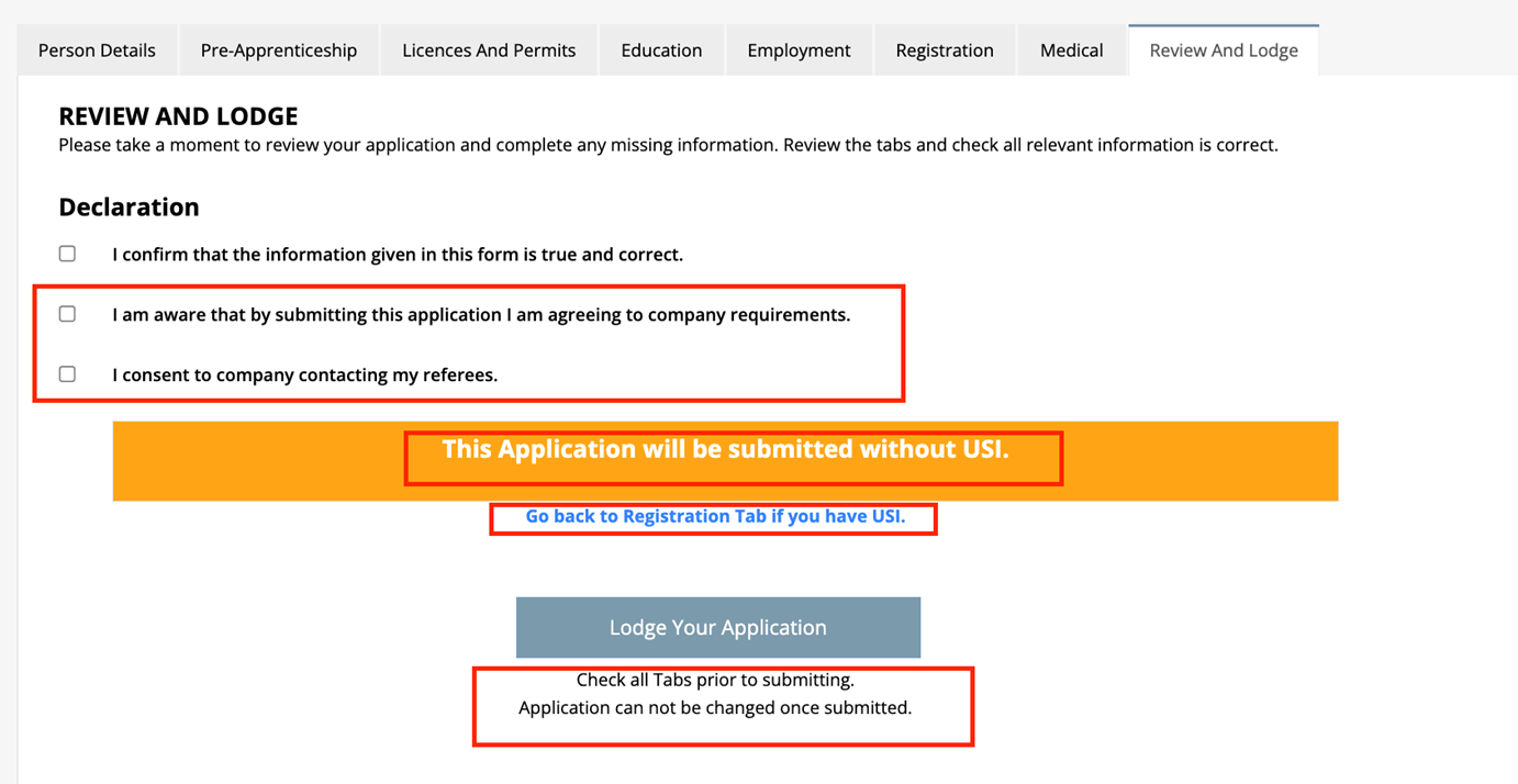 Customise Your Job Application Form - Review and Lodge Tab – PeopleTray